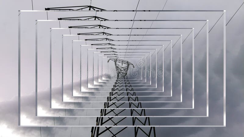 Electricity Pylon Abstract Grey Art Stock Image - Image of pylon, grey ...
