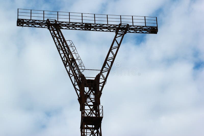 Electricity Pylon Against Cloudy Sky Background Stock Image - Image of ...