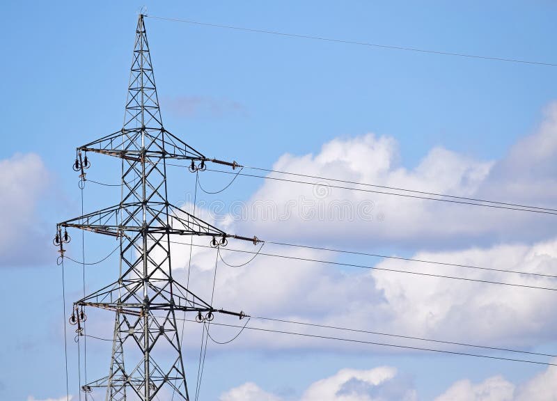 Electricity Pylon with Street Light Stock Photo - Image of danger ...