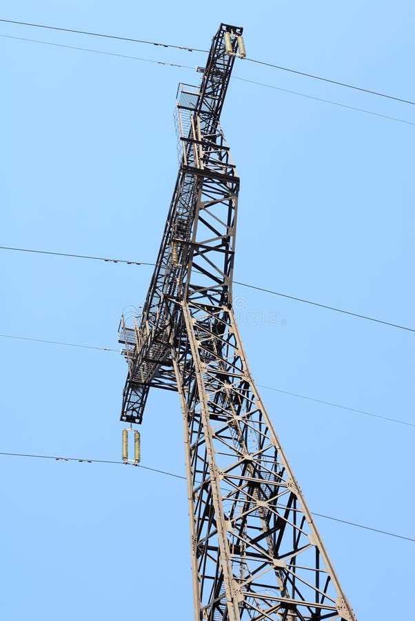 Electricity Pylon in the Blue Sky Stock Image - Image of danger ...