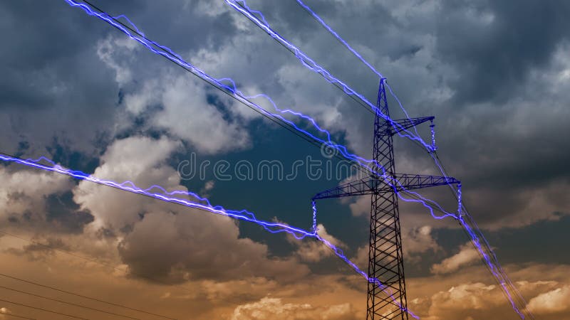 Electricity Pylon Against the Atlas Mountains, Morocco Stock Footage ...