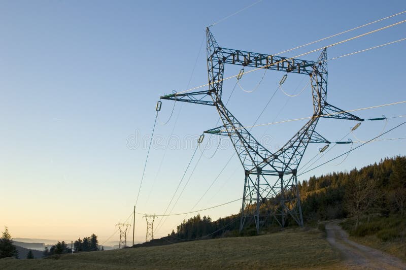 Landscape With Electric Pylon From France Stock Photo - Image of ...