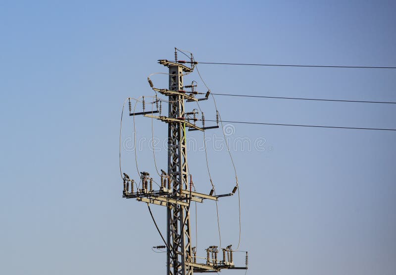 Electricity Pylon Grid Power Line Stock Photo - Image of pylon, cables ...