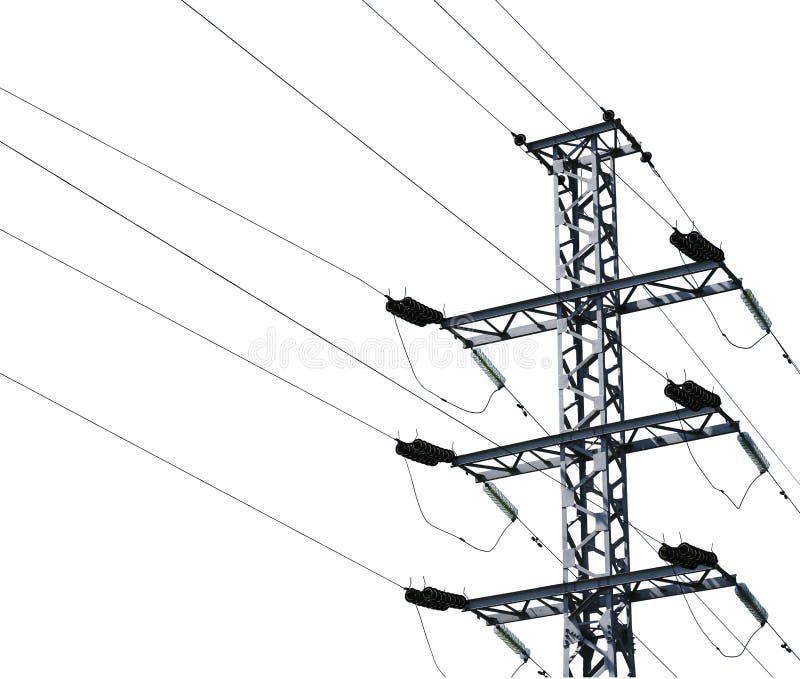 Electricity Pylon High Voltage Power Line Isolated, on a White ...