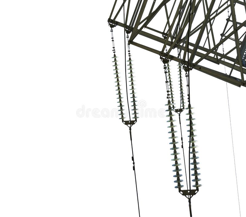 Electricity Pylon High Voltage Power Line Isolated, on a White ...