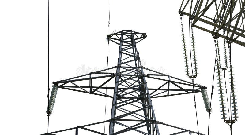 Electricity Pylon High Voltage Power Line Isolated, on a White ...