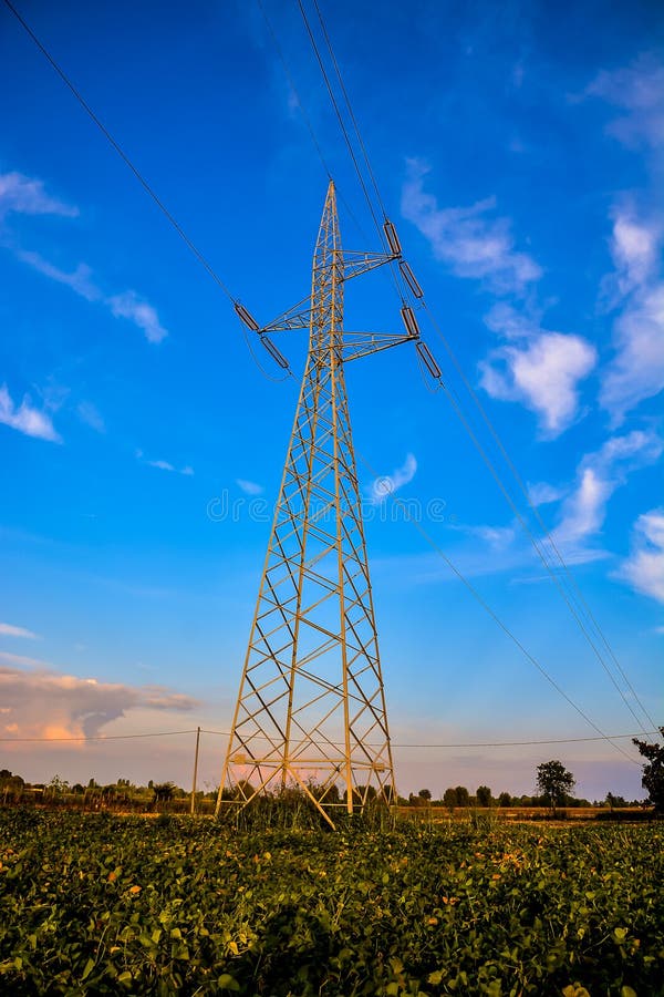 Electricity Pylon Pole stock photo. Image of power, voltage - 313388560
