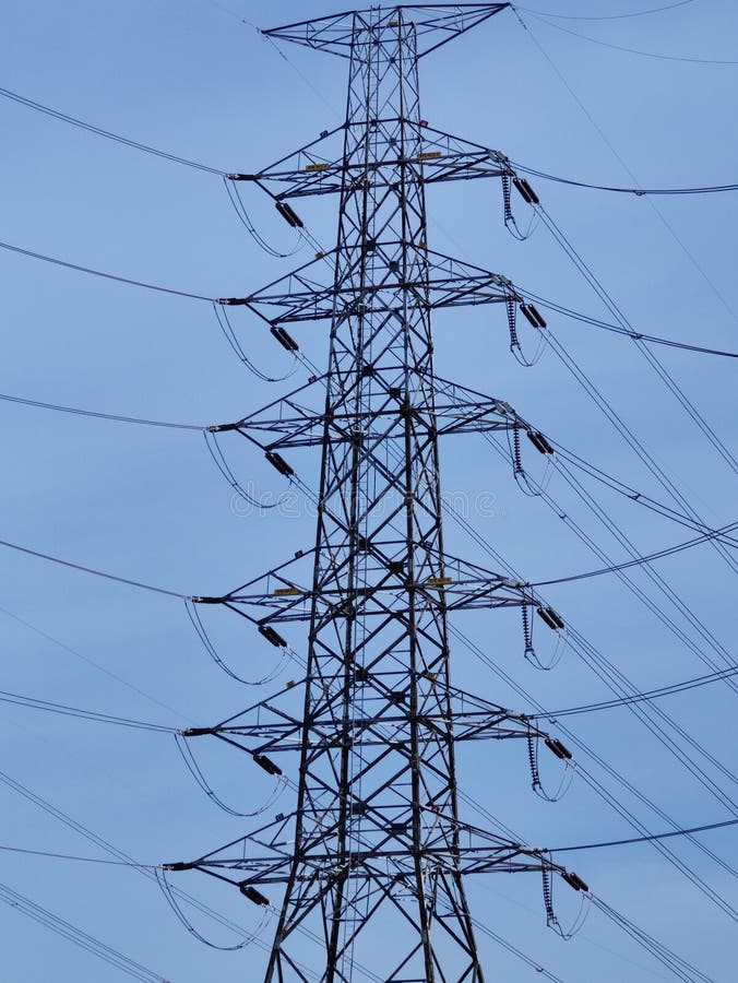 Electricity Pylon with Power Line Stock Image - Image of electricity ...