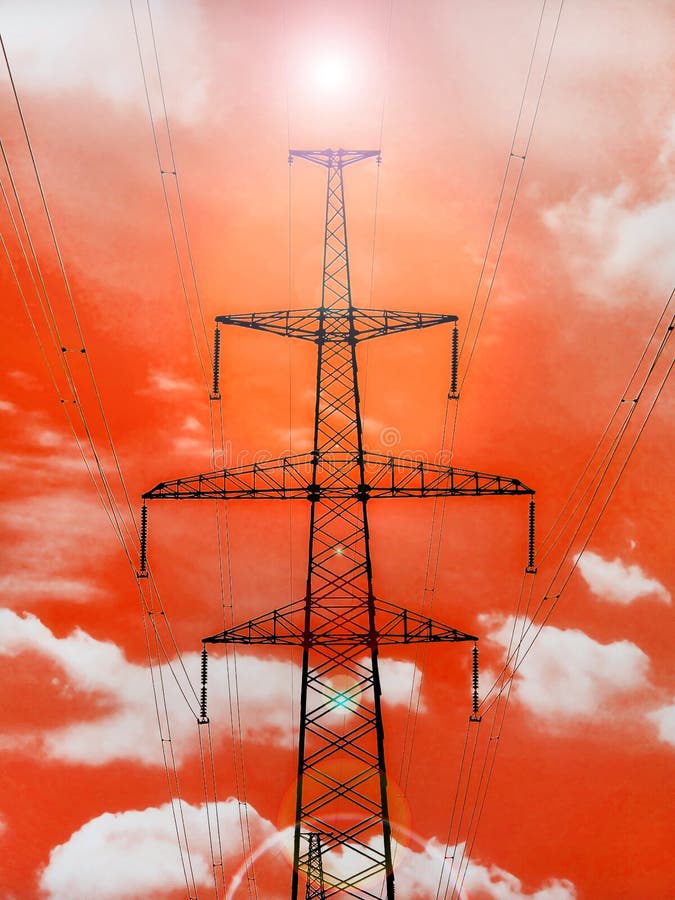 Red electricity pylon stock photo. Image of electricity - 44363320