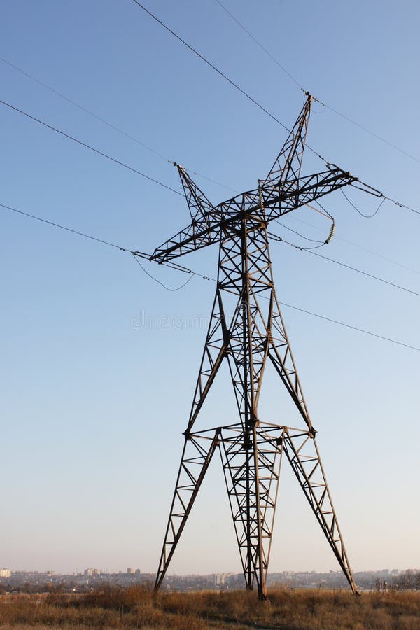 Electricity Pylon Standing in Country in Ukraine Stock Photo - Image of ...