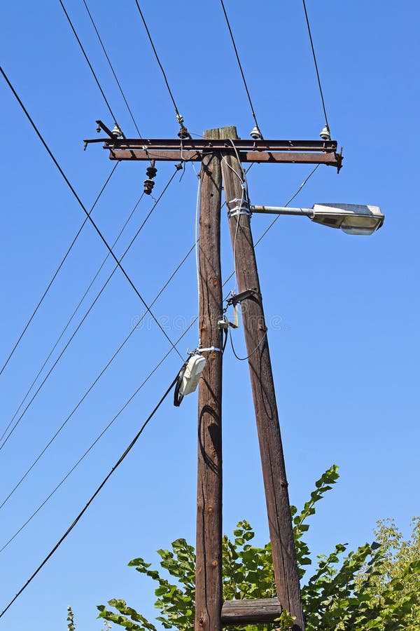 Electricity Pylon with Street Light Stock Photo - Image of danger ...