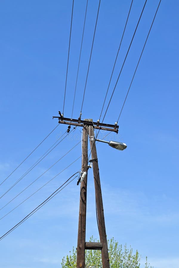 Electricity Pylon with Street Light Stock Photo - Image of danger ...