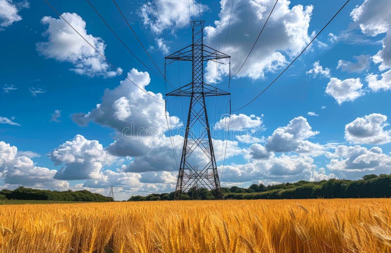 Electricity Pylon in Wheat Field Stock Image - Image of steel, danger: 320705873