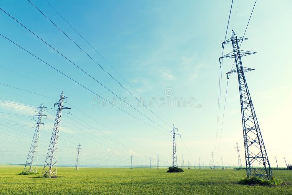 Electricity pylons stock image. Image of pylons, wired - 25161153
