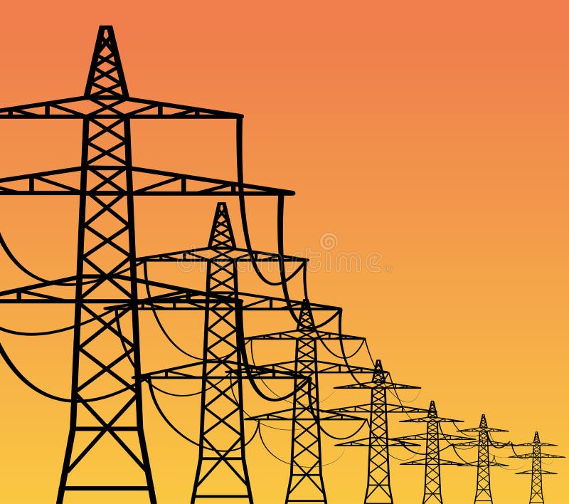 Electricity Pylons stock vector. Image of orange, connection - 26794054