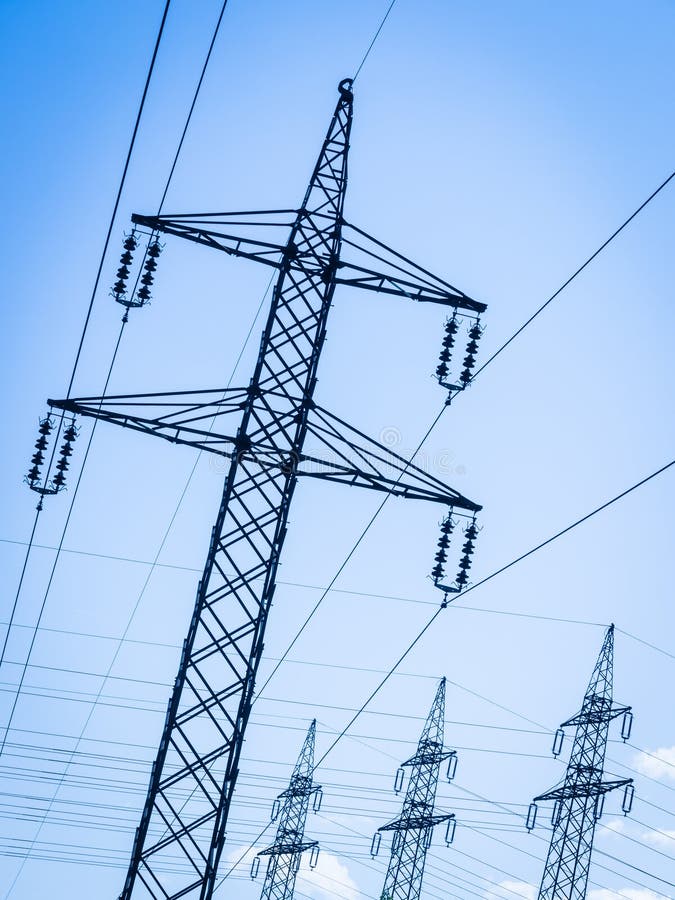 Electricity pylons stock photo. Image of outdoors, blue - 28617754
