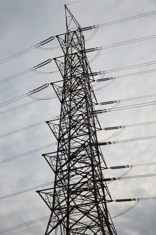 Electricity pylons stock image. Image of metal, conductor - 77758341