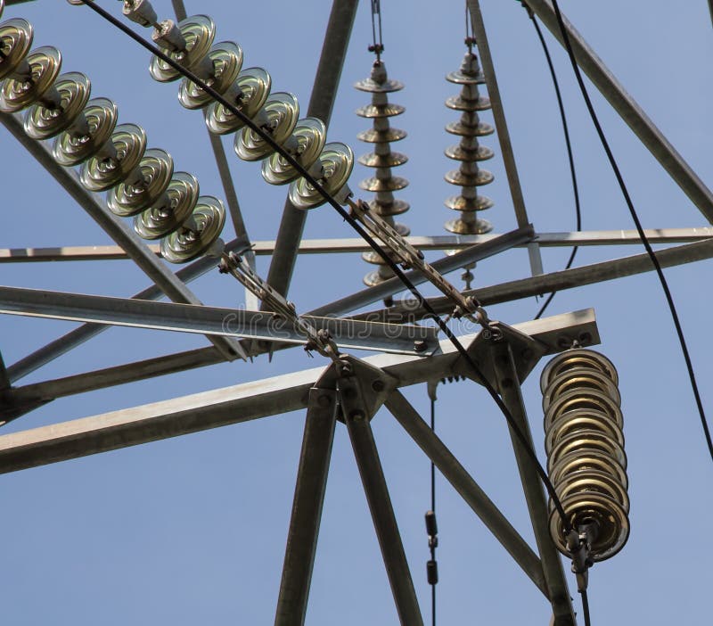 Electricity Pylons and Construction Site, Industrial Image. Stock Image ...