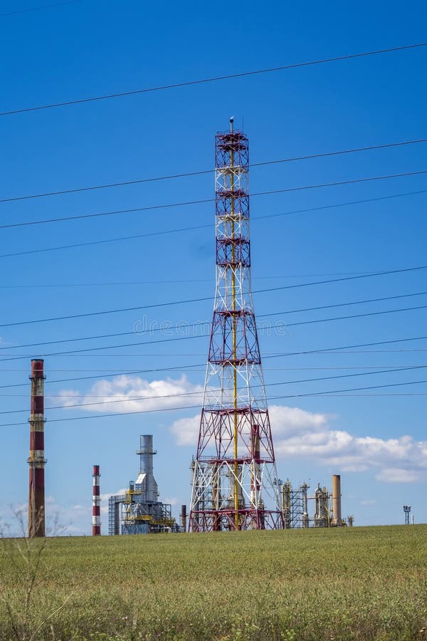 High Voltage Electric Pole and Transmission Lines. Electricity Pylons ...