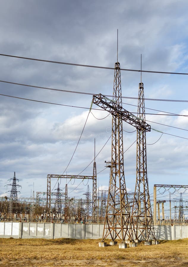 Electricity pylons stock photo. Image of station, tower - 53382140