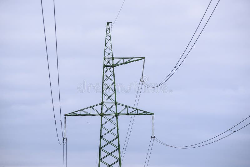 Electricity Pylons. Steel Construction Stock Image - Image of copper ...