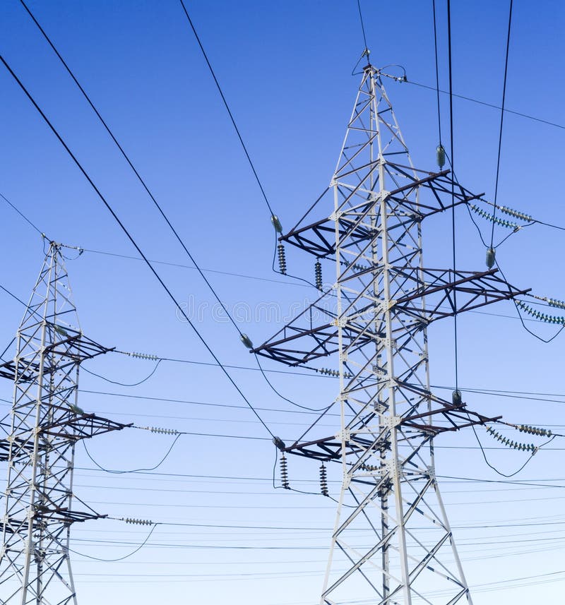 Electricity pylons stock photo. Image of pylon, tall - 149319614