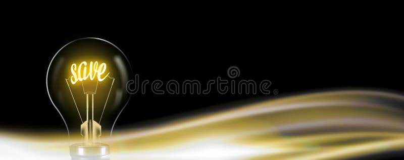 Electricity Saving Concept. Save Word in the Bulb Stock Image - Image ...