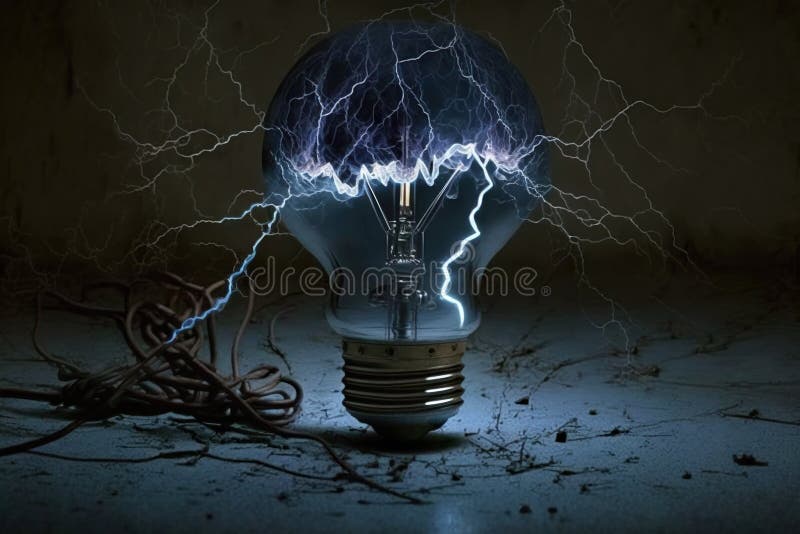 Electricity in the Shape of Bulb, Created with Generative AI Technology ...