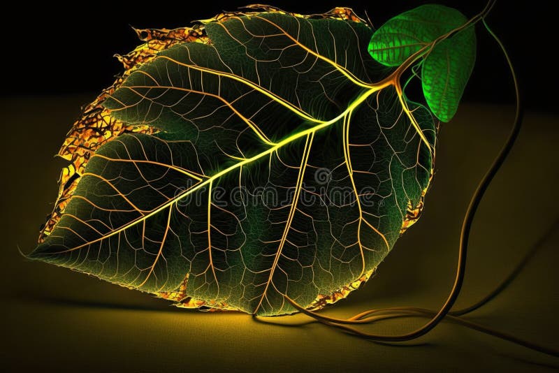 Electricity in the Shape of a Tree Leaf, Created with Generative AI ...