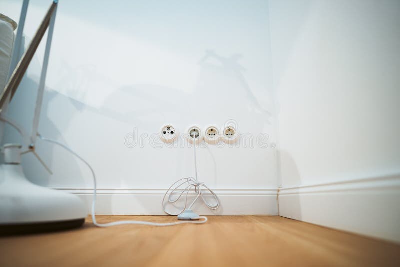 Electricity Socket on a White Wall in the House Stock Image - Image of ...