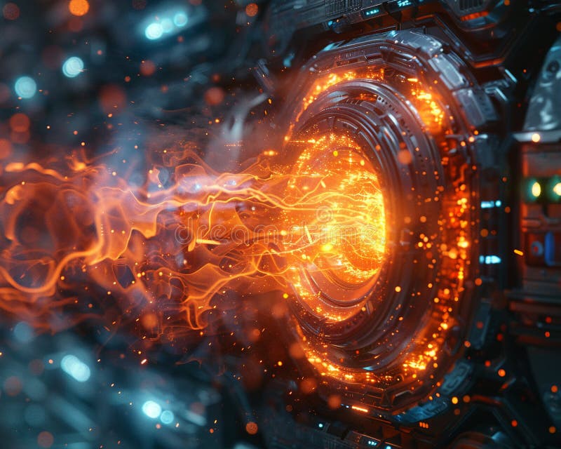 Electricity Sparking between Two Futuristic Devices Stock Photo - Image ...