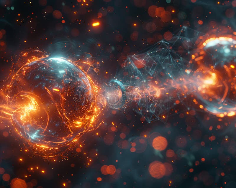 Electricity Sparking between Two Futuristic Devices Stock Photo - Image ...