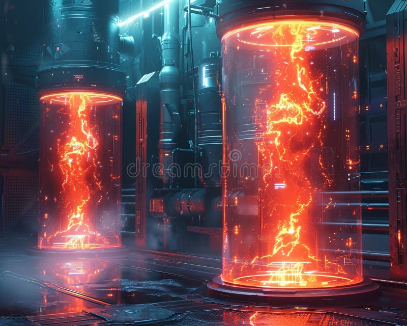 Electricity Sparking between Two Futuristic Devices Stock Image - Image ...