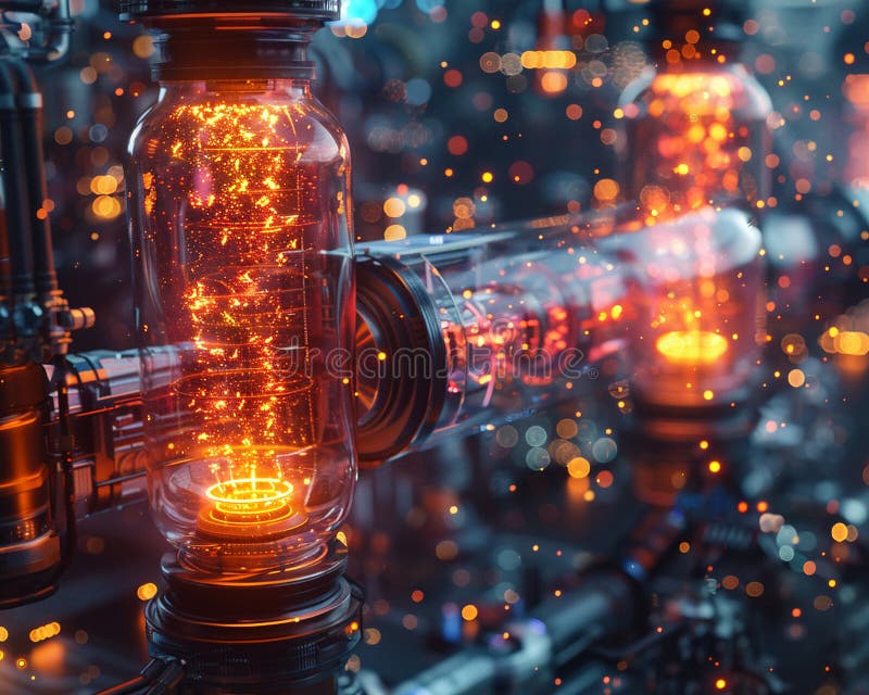 Electricity Sparking between Two Futuristic Devices Stock Image - Image ...