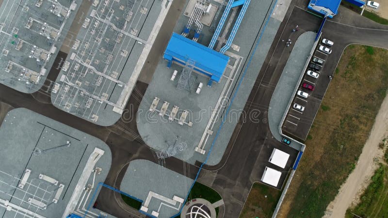 Electricity Substation with Switchyard and Workshop Aerial Stock Video ...
