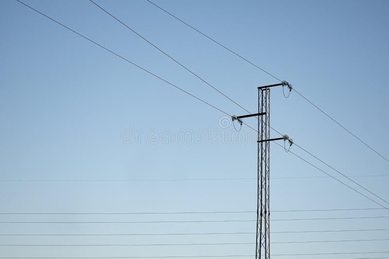 ELECTRICITY TOWER on BLUE BACKGROUND with CONNECTION ELEMENTS Stock ...