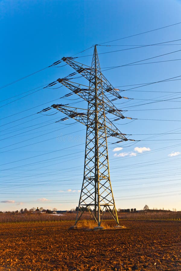 Electricity Tower For Energy With Sky Stock Image - Image of wide ...