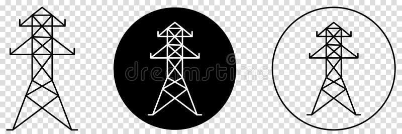Electricity Tower Vector Icon Set Stock Illustration - Illustration of ...
