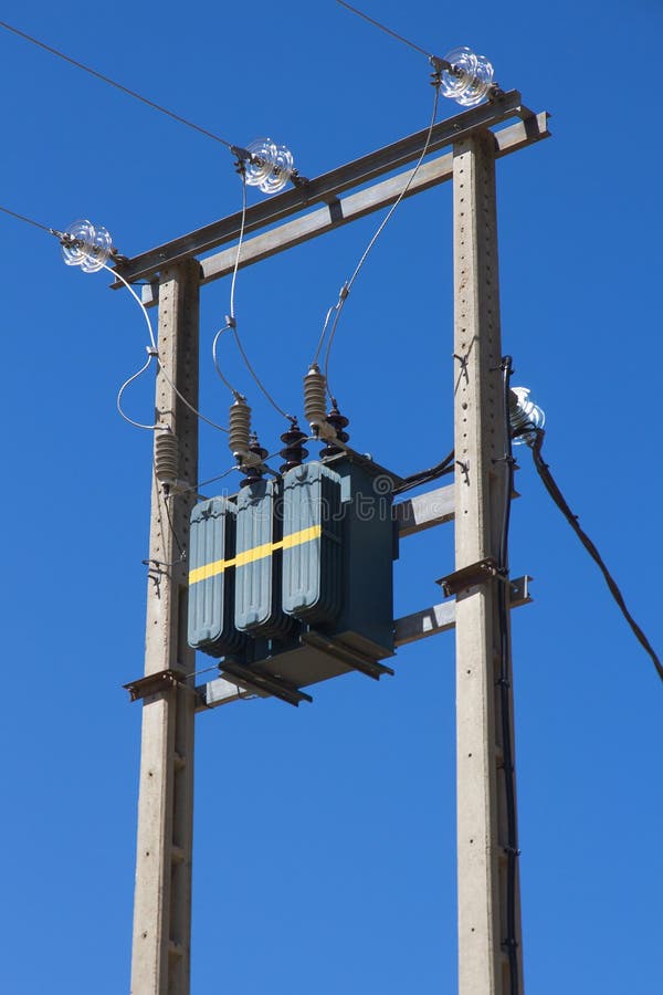 Electric Transformer in Blue Stock Image - Image of electric ...
