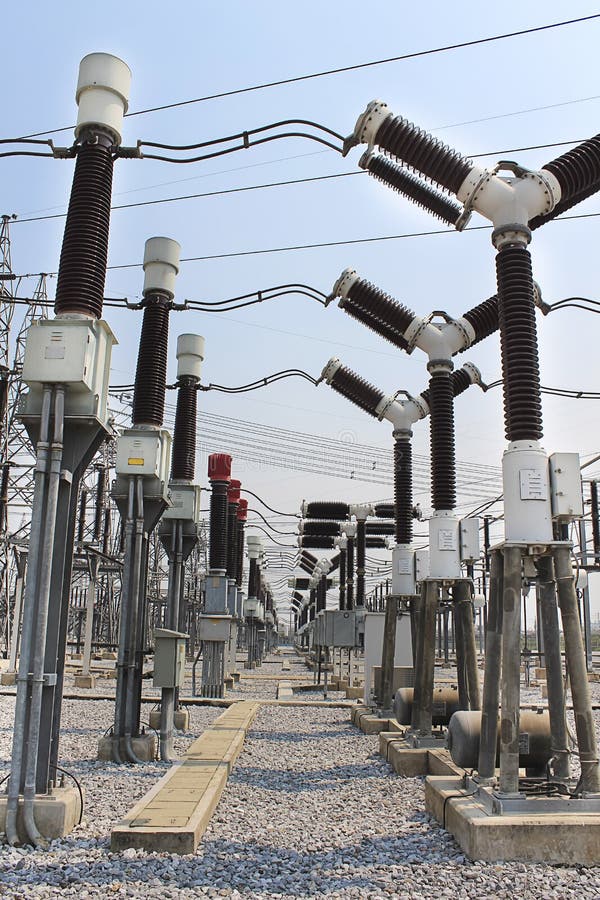 Electricity Transmission Yard Stock Photo - Image of cable, structure ...