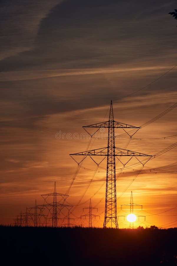 Electricity Transportation with Hgh Voltage Wire on Pylon Stock Photo ...