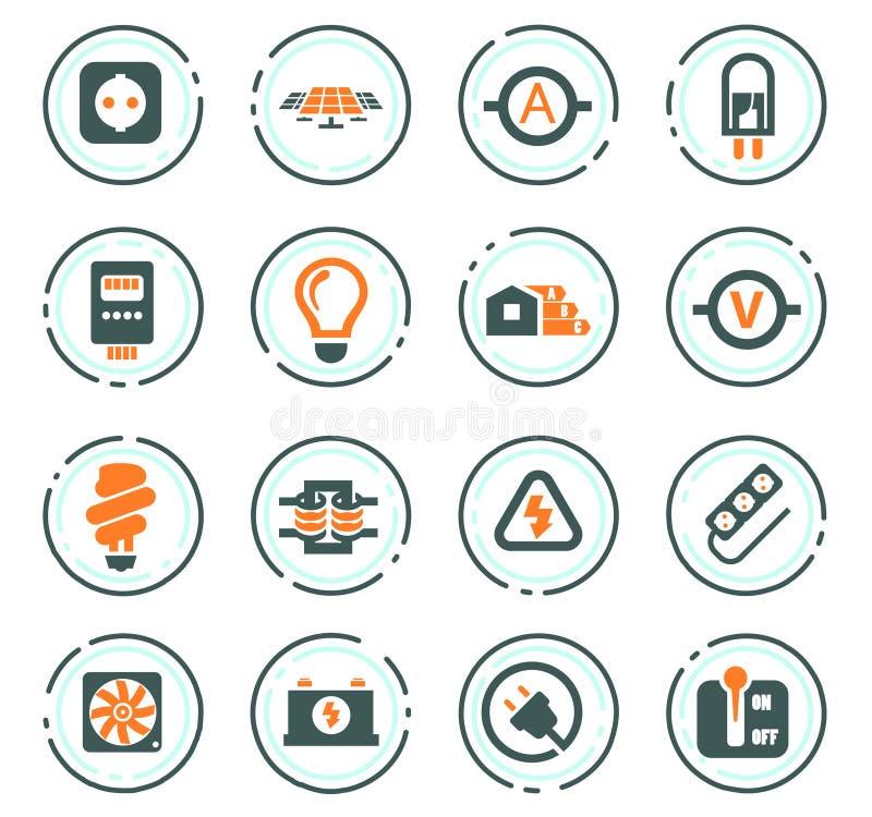 Electricity icon set stock vector. Illustration of sign - 155335116