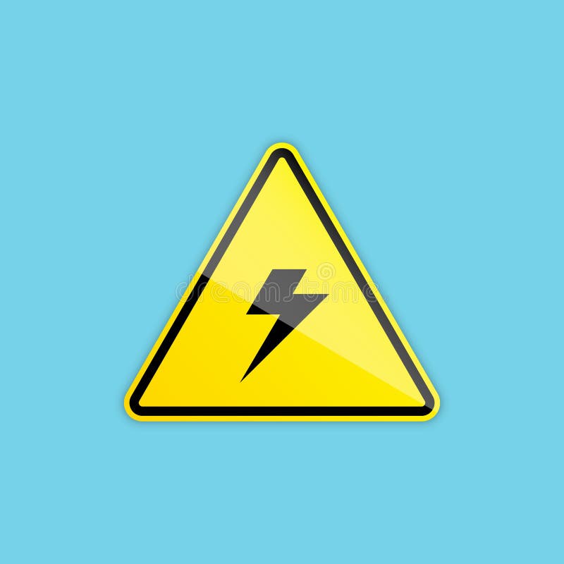 Electricity Warning Sign is Isolated on a Light Blue Background Stock ...