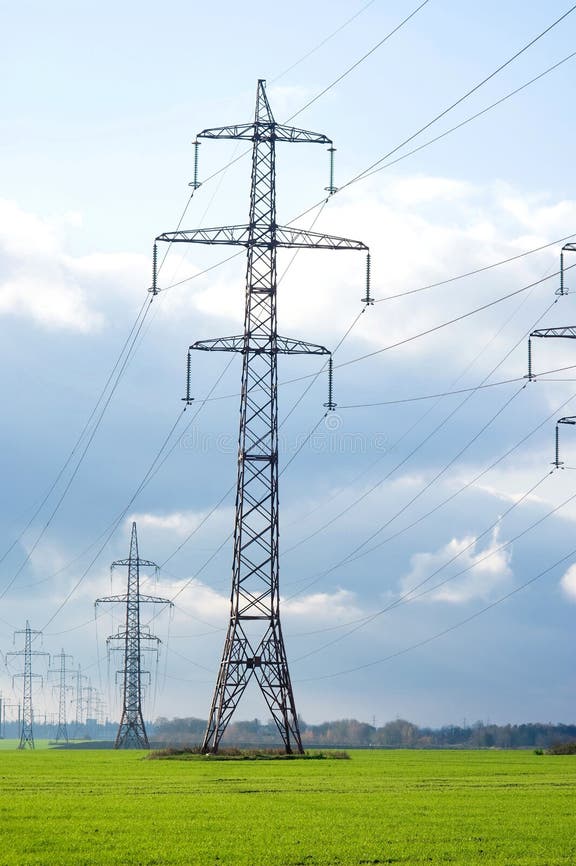 Electricity on Winter-crops Fields Stock Image - Image of plantation ...