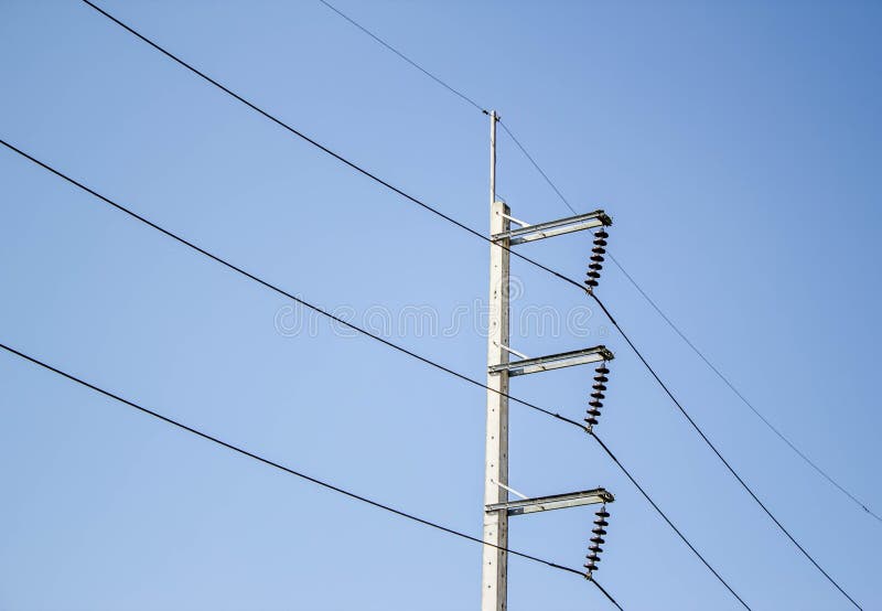 Electricity Wire on the Pole Stock Photo - Image of technology, pylon ...