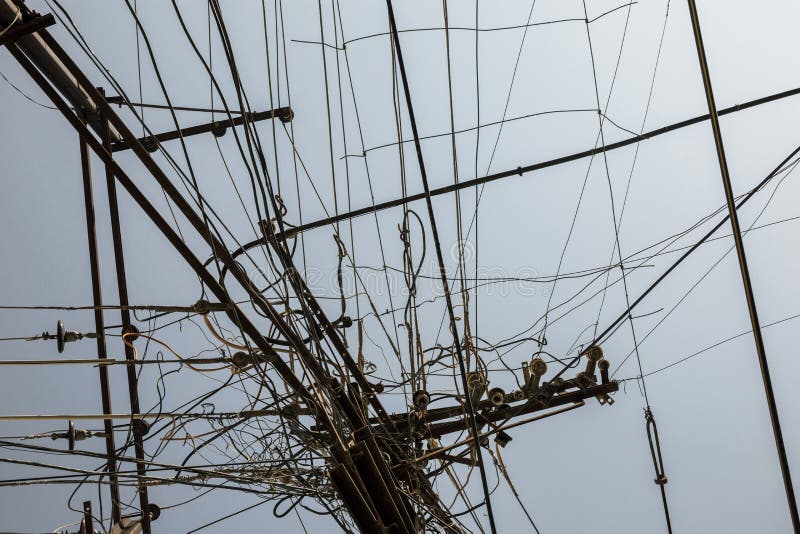 Tangle cable on pole stock photo. Image of energy, technology - 39876466
