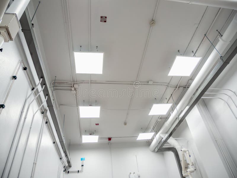Electricity Wired System and Lighting on the White Ceiling Stock Image ...