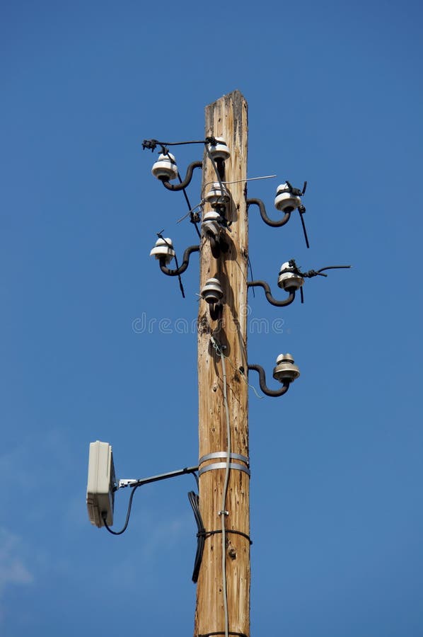 Electricity Wooden Pole with Sky in Background Stock Image - Image of ...