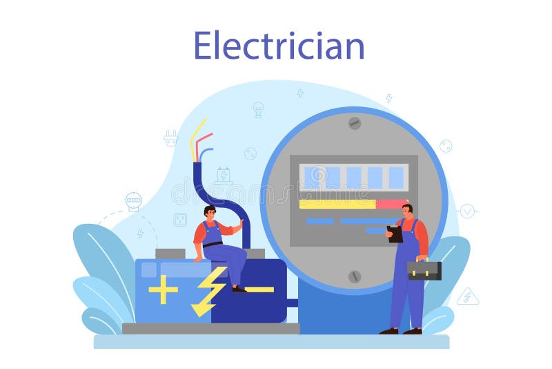 Electricity Works Service Concept. Professional Worker in the Uniform ...