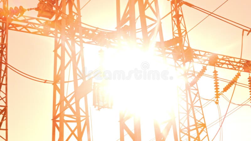 Electricitys Network High Voltage Lines and Distribution Stock Footage ...